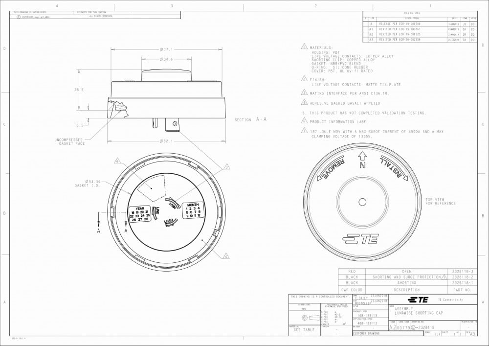 TE Connectivity 2328118-1 controlled drawing preview