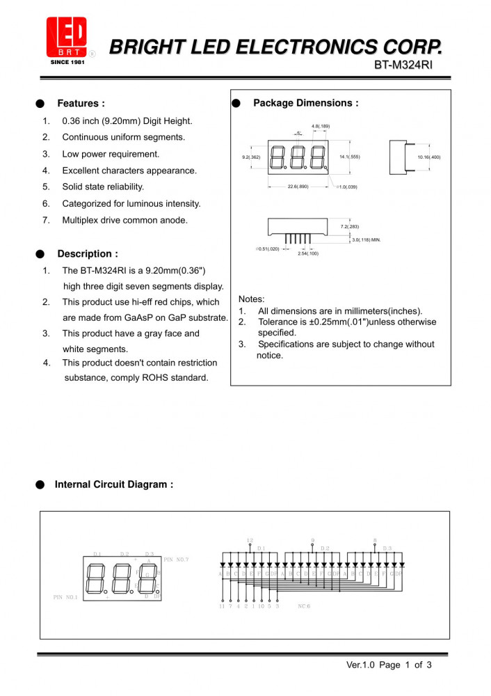 BT-M324RI product document, page 1