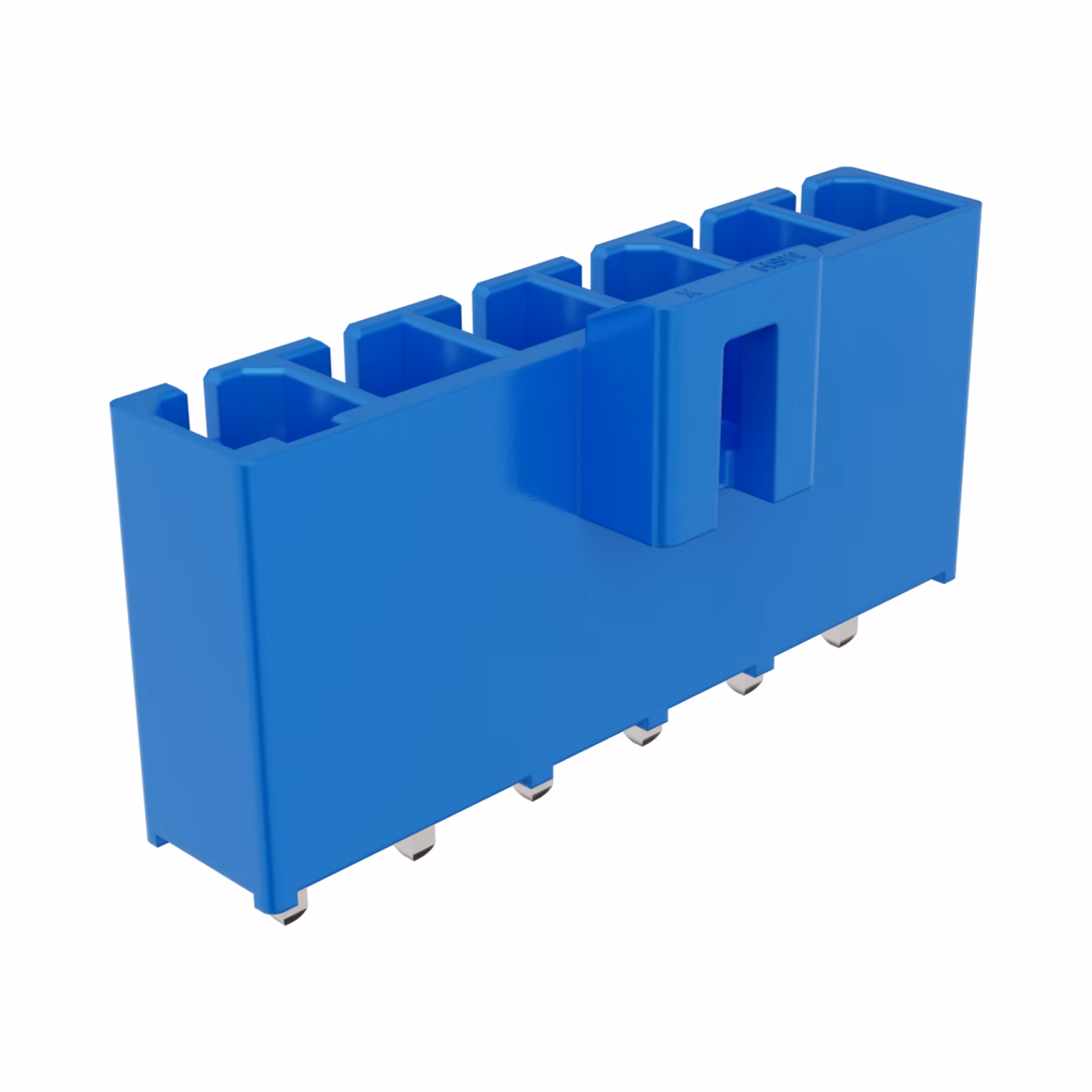 Mega-Fit ColorLock Vertical Header, 5.70mm Pitch, Single Row, 6 Circuits, Matte Tin (Sn) Plating, Glow-Wire Capable, Tray, Blue for sale