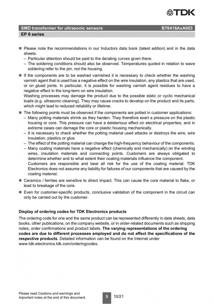 B78416 EP 6 series datasheet page 5