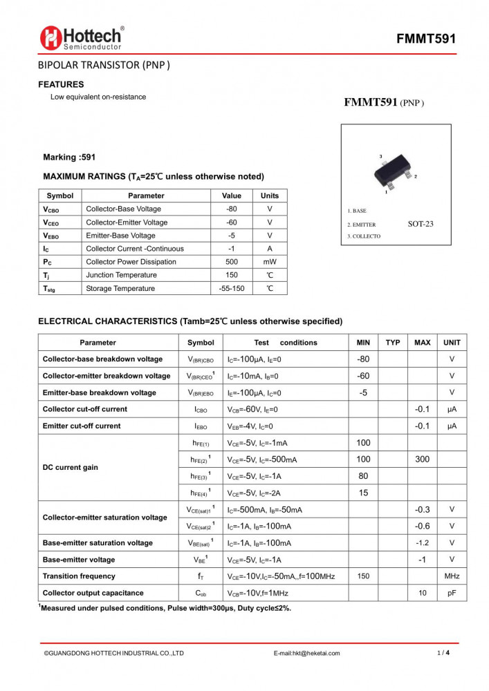 FMMT591 datasheet page 1