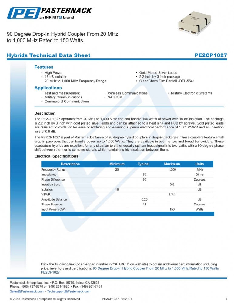 PE2CP1027 datasheet page 1