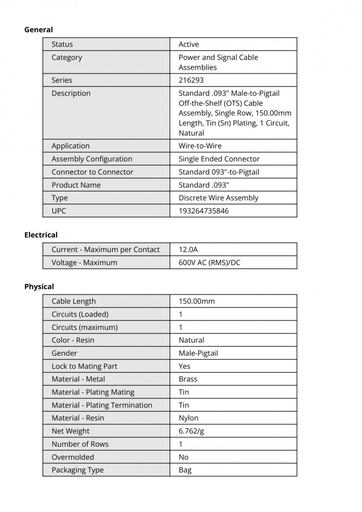 Technical document page 2 for MOLEX 2162931011