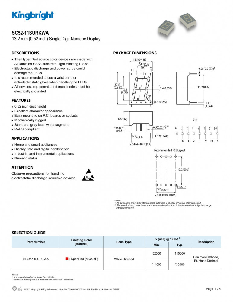SC52-11SURKWA datasheet page 1