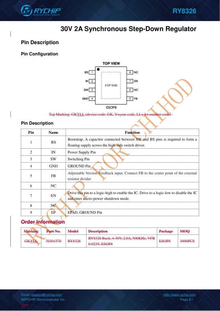 RY8326 datasheet page 2