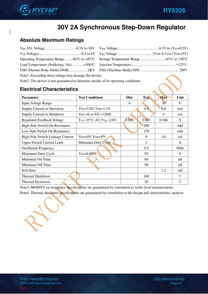 RY8326 datasheet page 3
