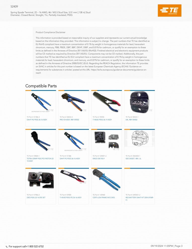 TE Connectivity 52409 technical document page 3