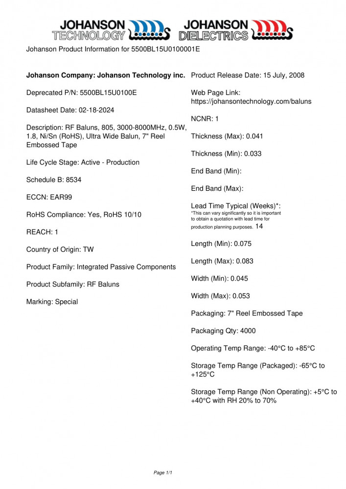 5500BL15U0100E technical document preview