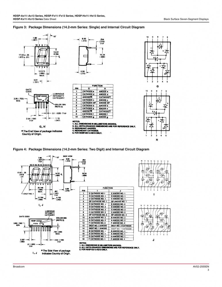 HDSP series datasheet page 3