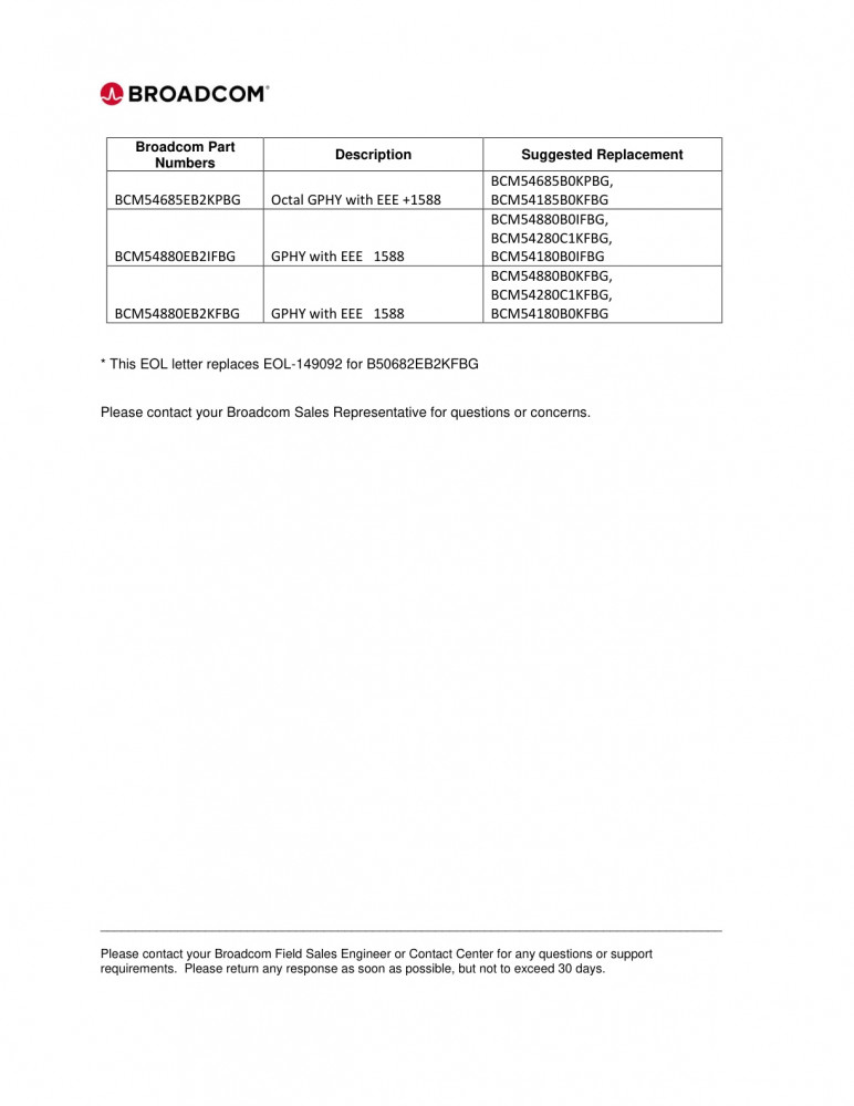Broadcom B50610C1KMLG document page 2