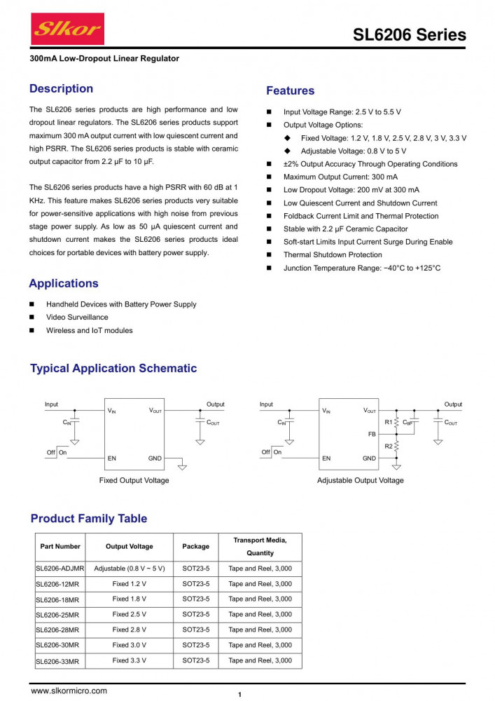 SL6206 datasheet page 1