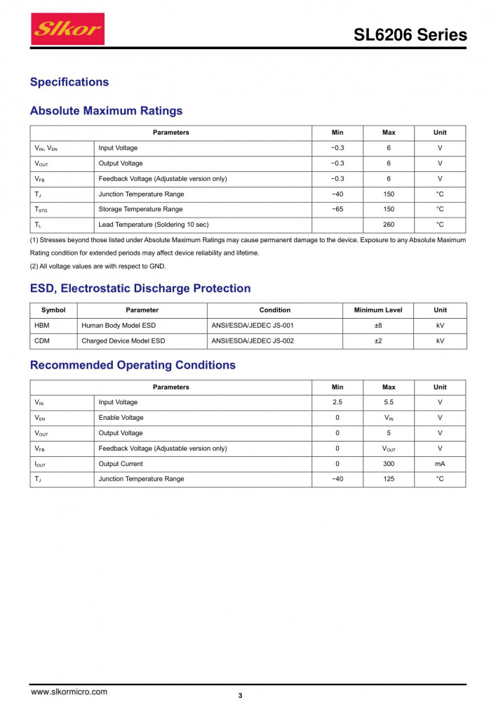 SL6206 datasheet page 3