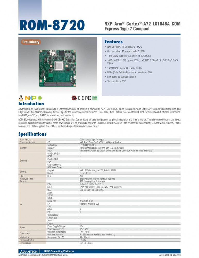 ROM-8720 technical document, page 1