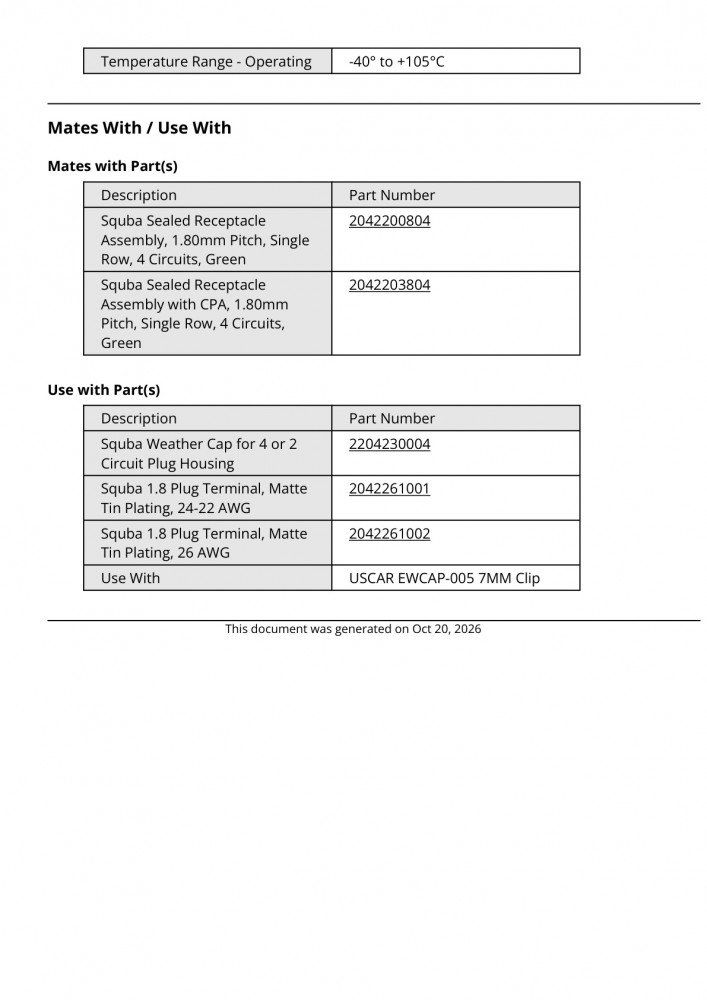 Technical document image 3 for MOLEX 2042233804