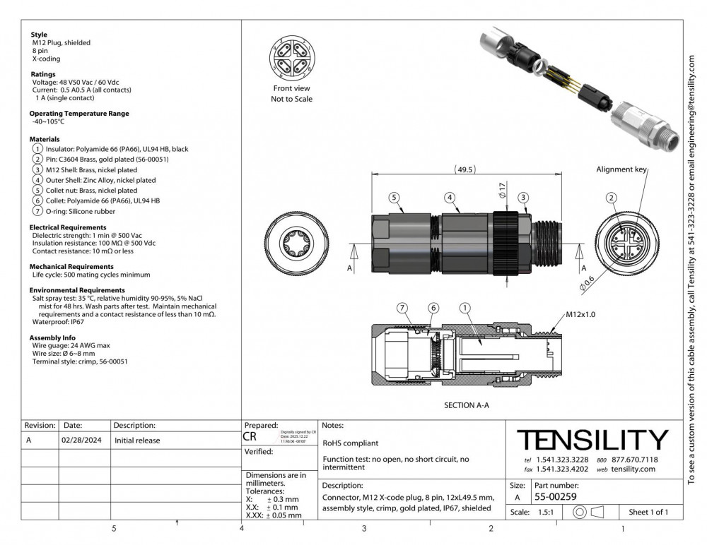 55-00259 connector technical drawing page