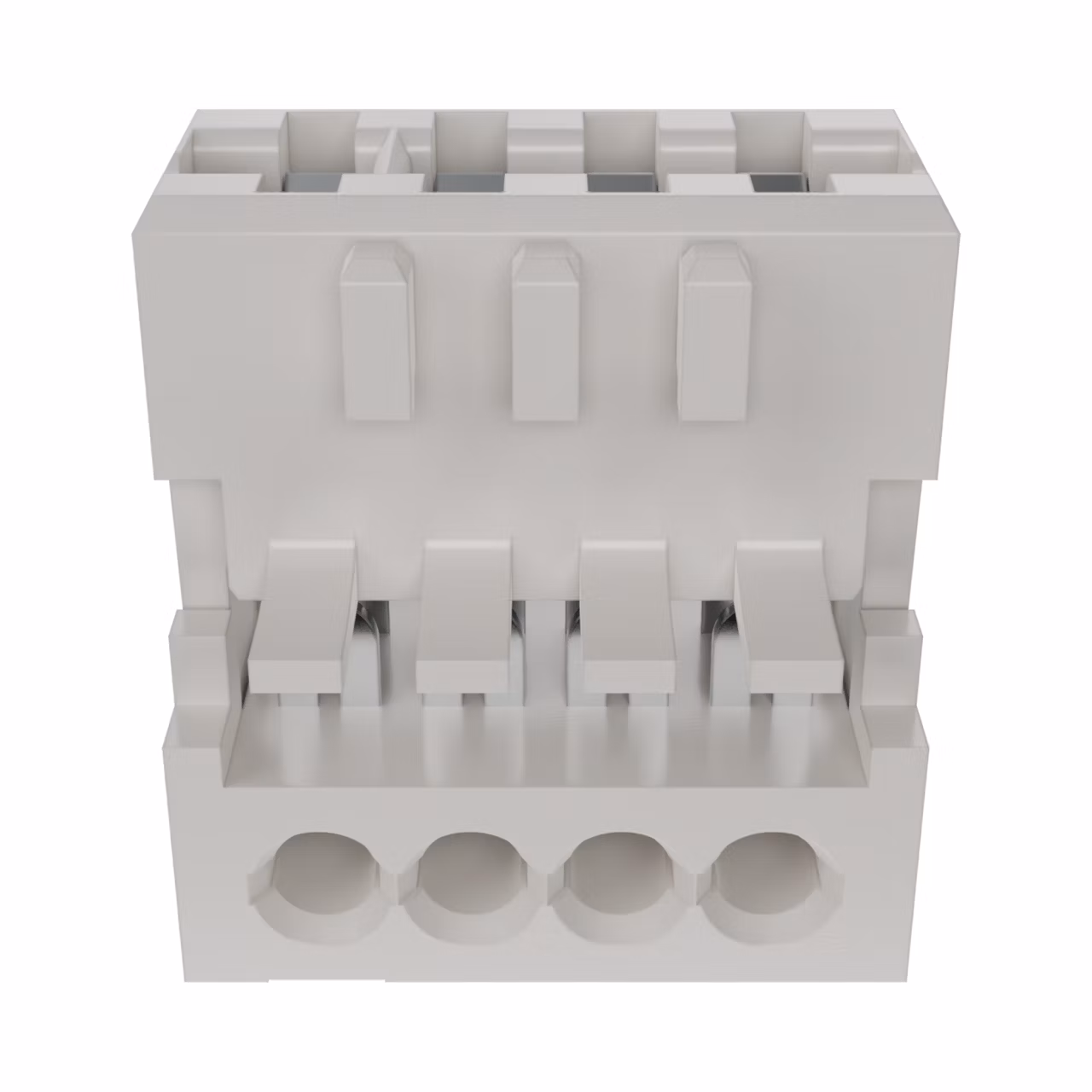 Appli-Mate RAST 2.5 IDT Connector, 2.50mm Pitch, Direct/Indirect, Female, Beaded Terminal, 4 Circuits, Position Keys A and E Removed, Slotted Endwalls, Polarizing Rib Between 1/2 for sale