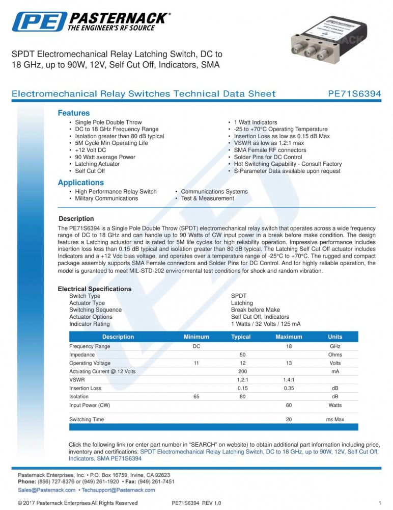 PE71S6394 technical document page 1