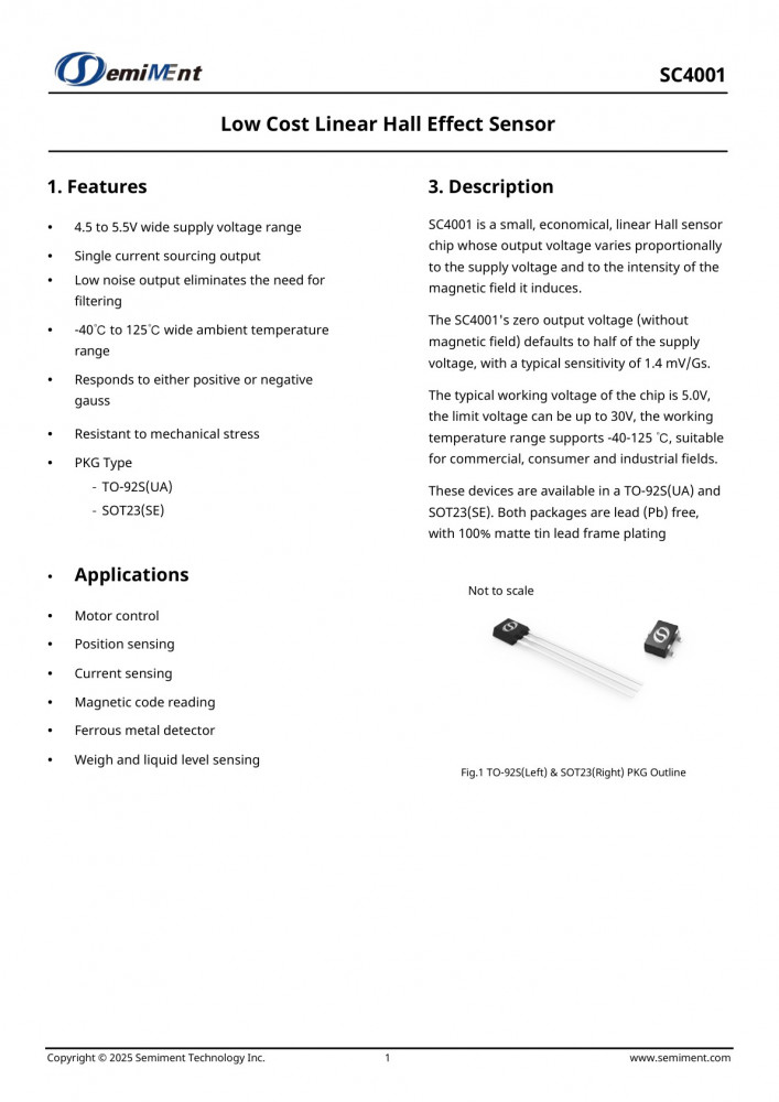 SC4001 datasheet page 1