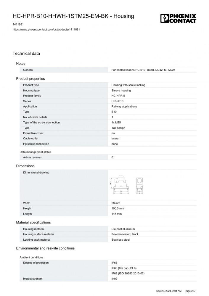 Phoenix Contact 1411881 technical document page 2