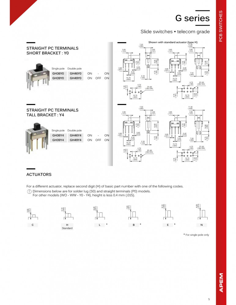 APEM G series datasheet page 5
