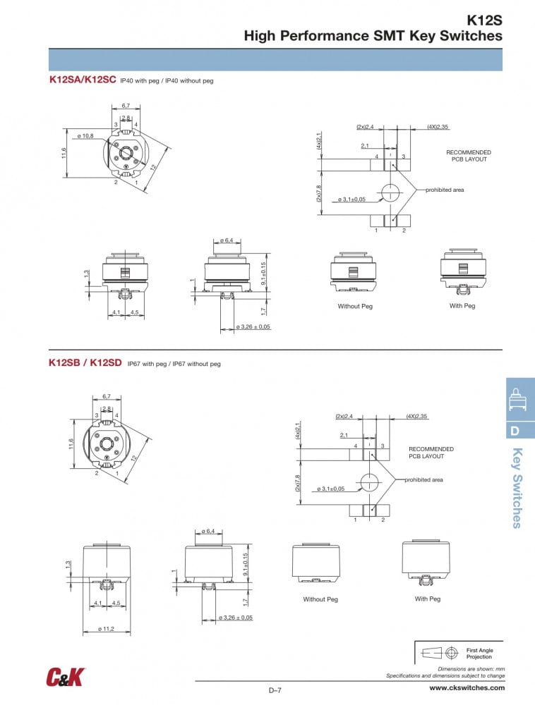 C&K K12S technical document page 2