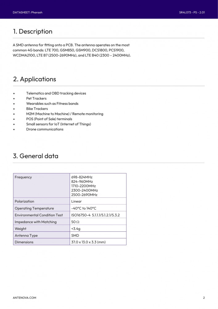 Pharaoh SR4L073 datasheet page 2