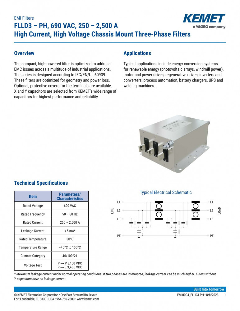 KEMET FLLD3-PH datasheet overview