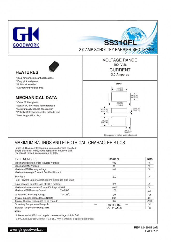 GOODWORK SS310FL datasheet page 1