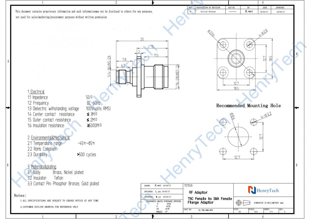 HL-TNC/SMA-KFK technical document preview