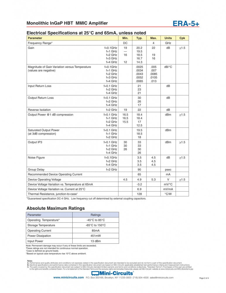 ERA-5+ datasheet page 2