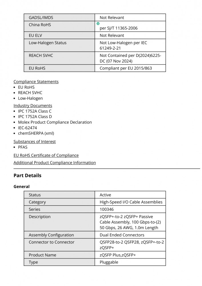 MOLEX product specification document preview, page image 2