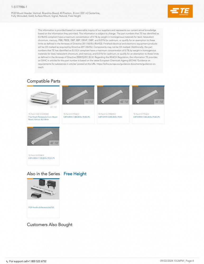 TE Connectivity technical document page 4