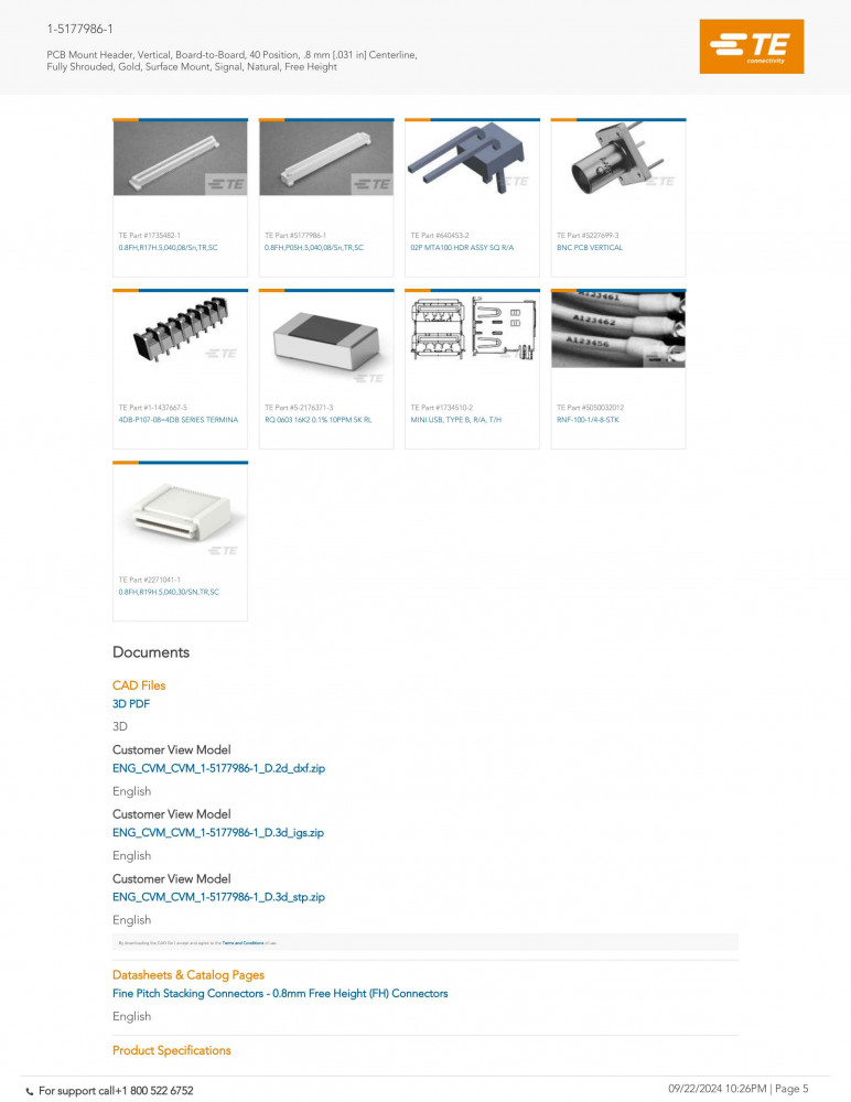 TE Connectivity technical document page 5