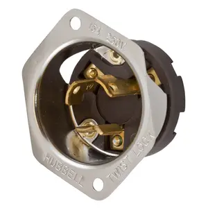 Locking Devices, Twist-Lock®, Industrial, Flanged Receptacle, 15A 250V, 2-Pole 3-Wire Grounding, L6-15P, Screw Terminal, White for sale