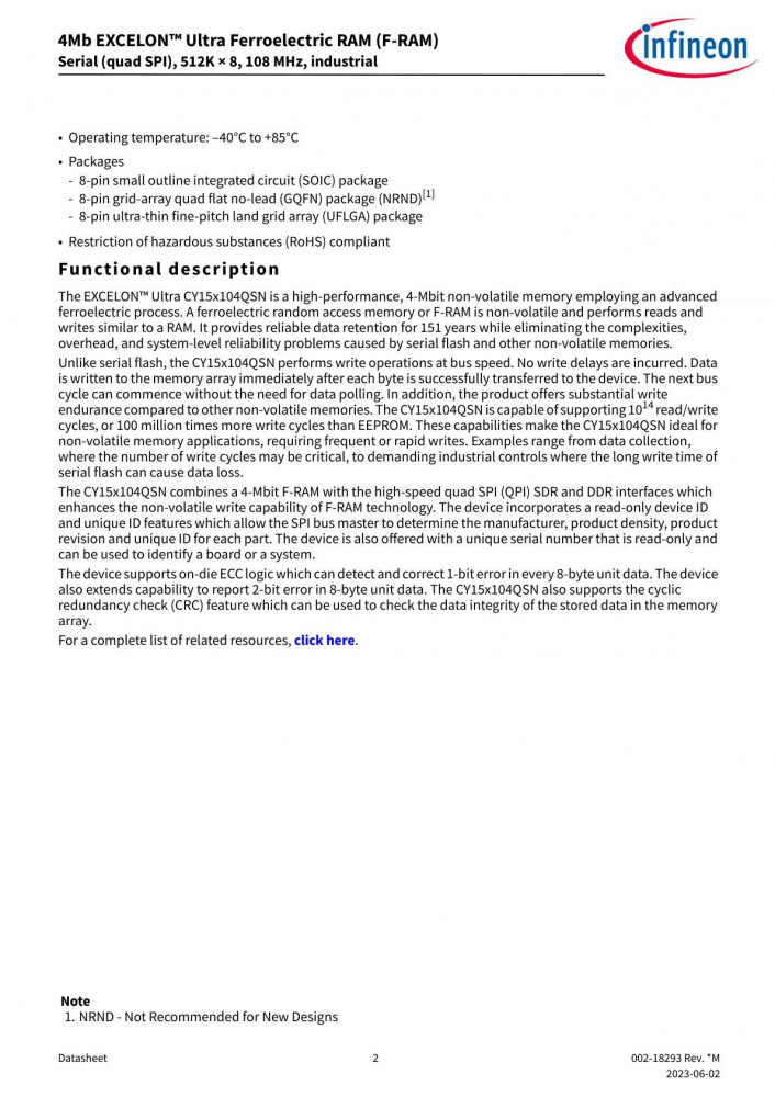 CY15V104QSN datasheet page 2