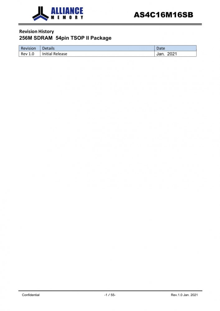 AS4C16M16SB datasheet page 1