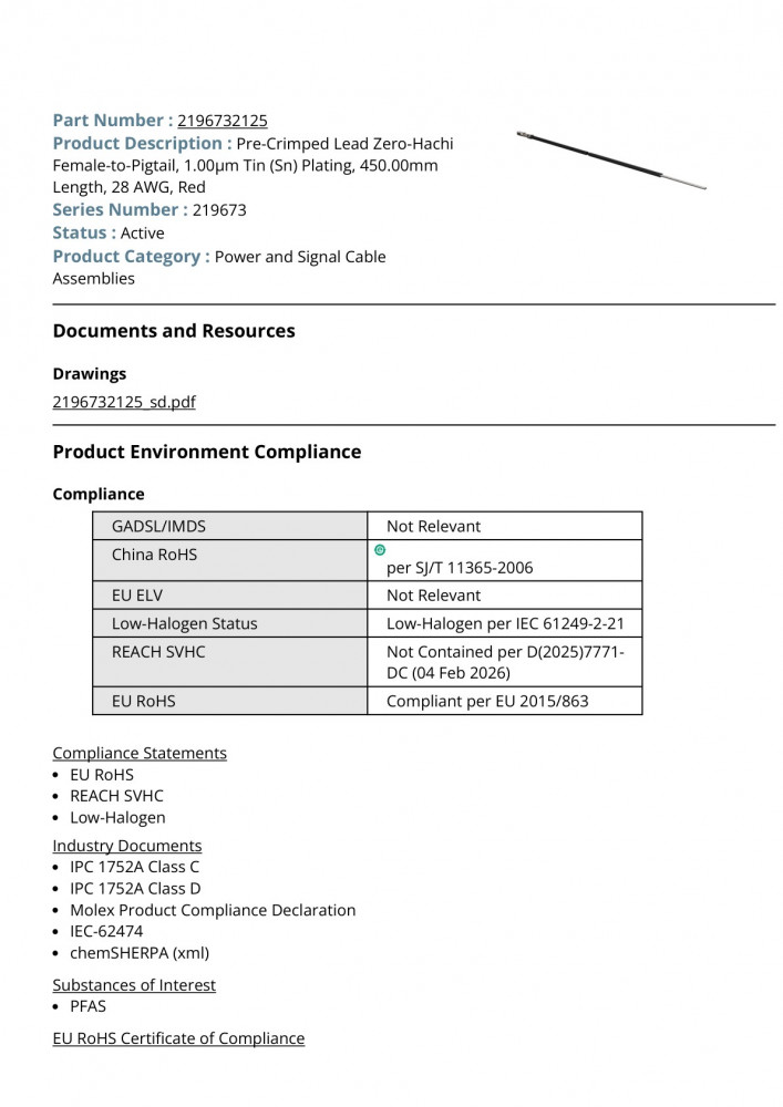 MOLEX 2196732125 product drawing, page 1