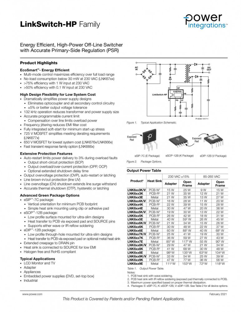 LNK6776K-TL datasheet page 1