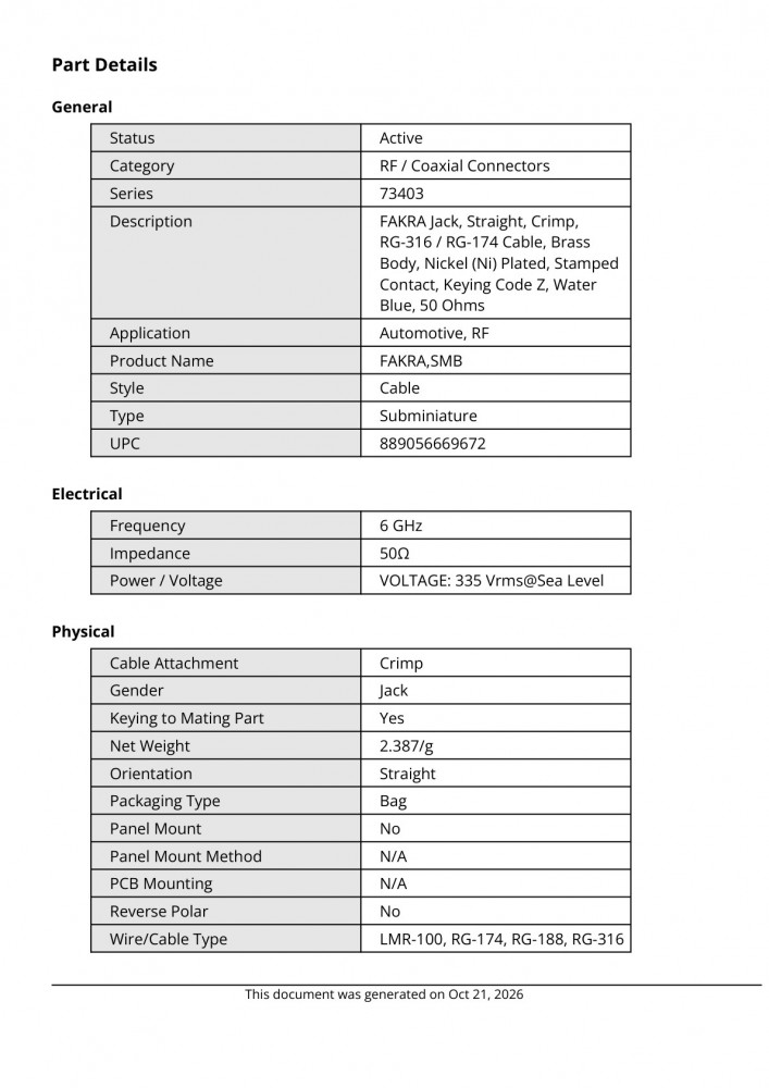 MOLEX 734036950 technical document page 2