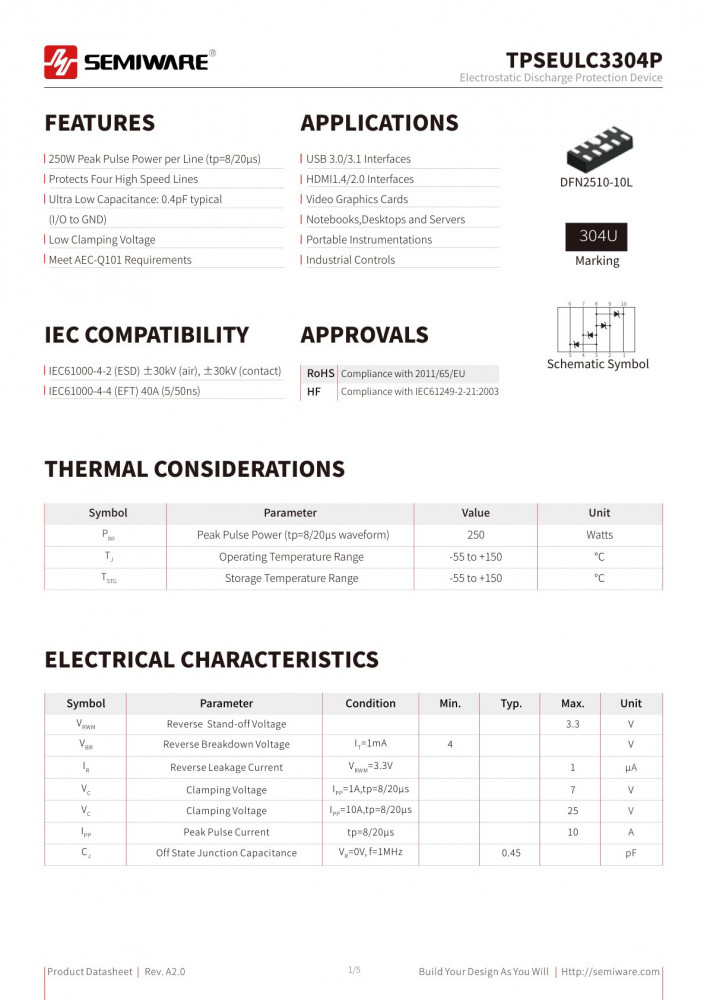 TPSEULC3304P technical document page 1