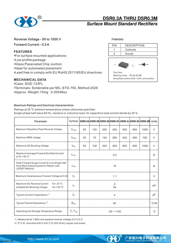 JUXING DSR0.3M datasheet page 1