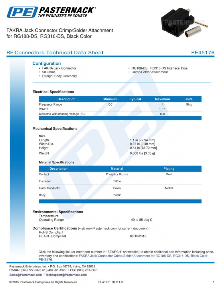 PE45176 datasheet page 1
