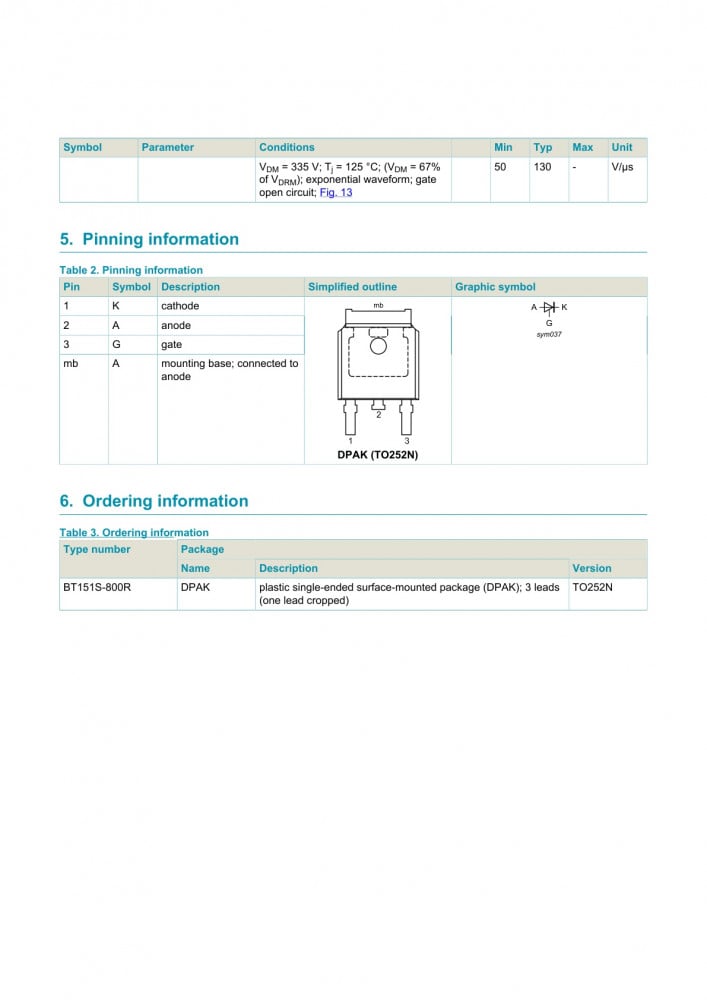 BT151S-800R datasheet page 2