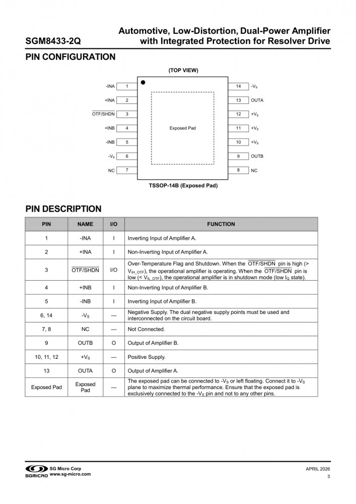 SGM8433-2Q datasheet page 3