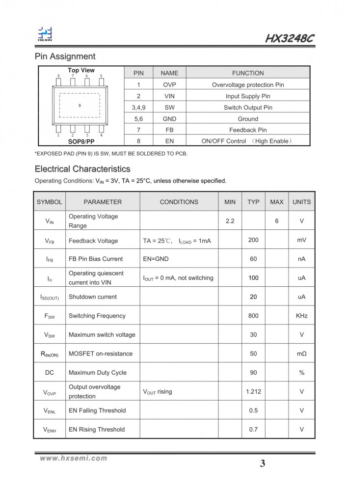 HX3248C-AGC datasheet page 3