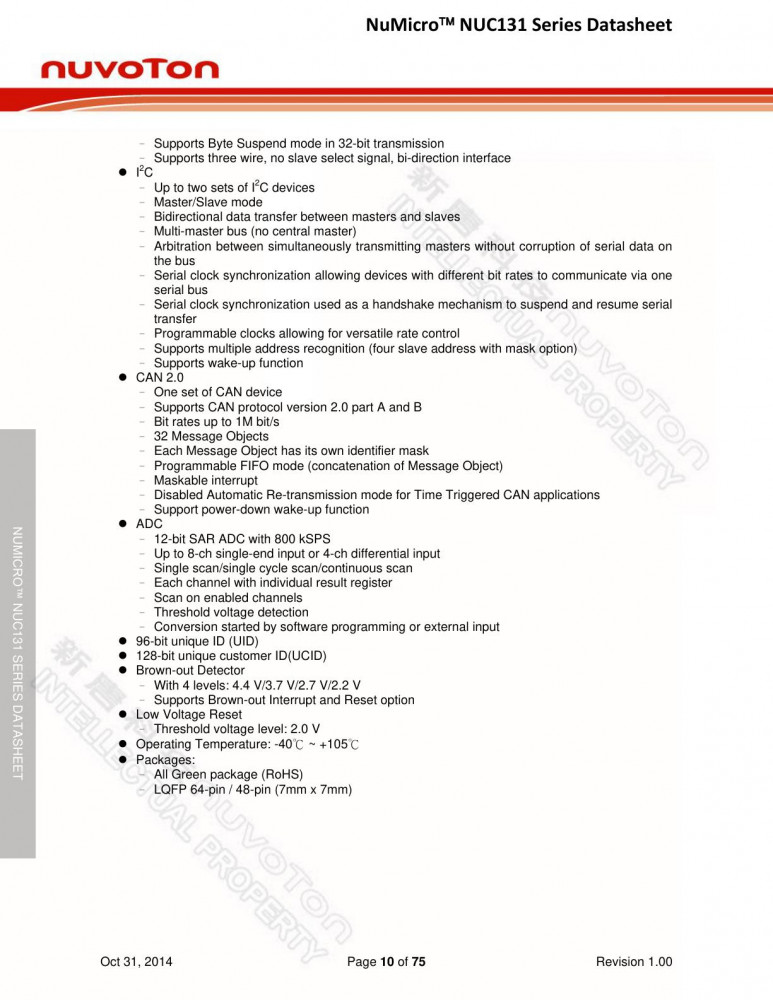 NUC131 Series datasheet page 10