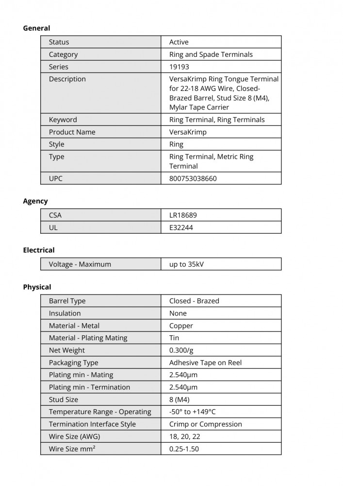 Technical document page 2 for MOLEX 191930037