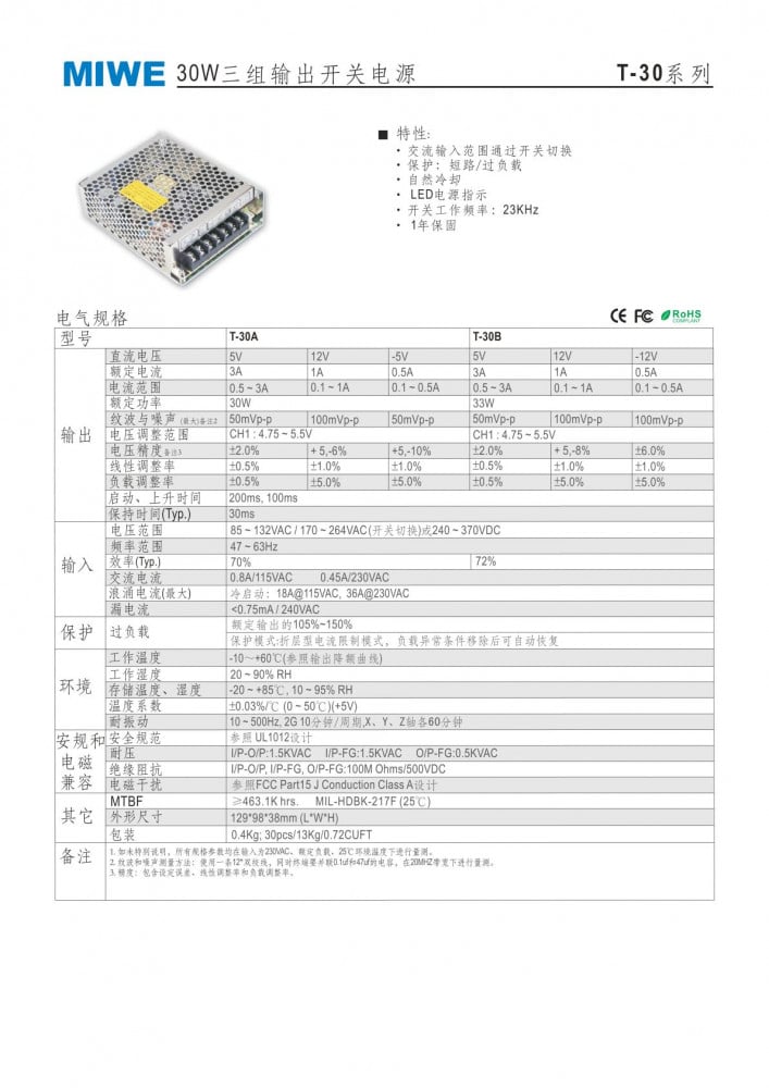 MIWE T-30A datasheet page 1