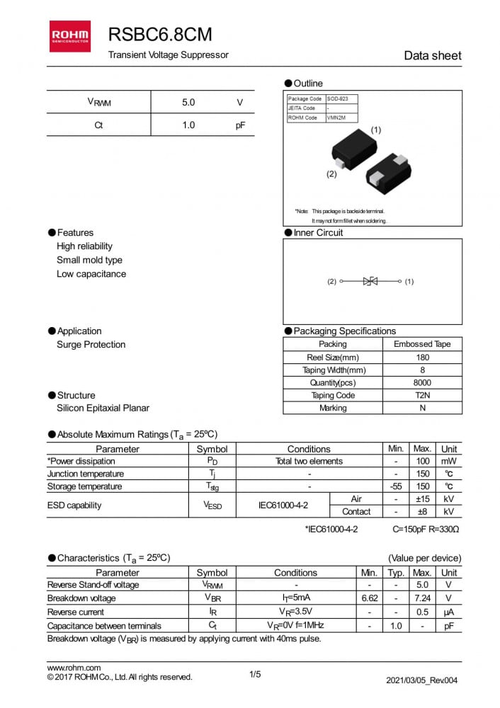 RSBC6.8CMT2N datasheet page 1