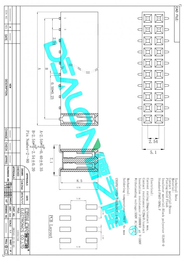 DEALON DW254S-22-30-85 technical document preview